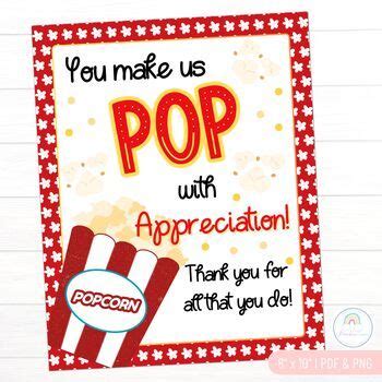 Popcorn Printable Teacher Appreciation T Tags For Office Etsy Artofit
