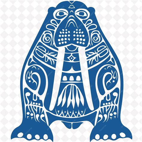 Premium Psd Png Walrus Folk Art With Inuit Patterns And Arctic