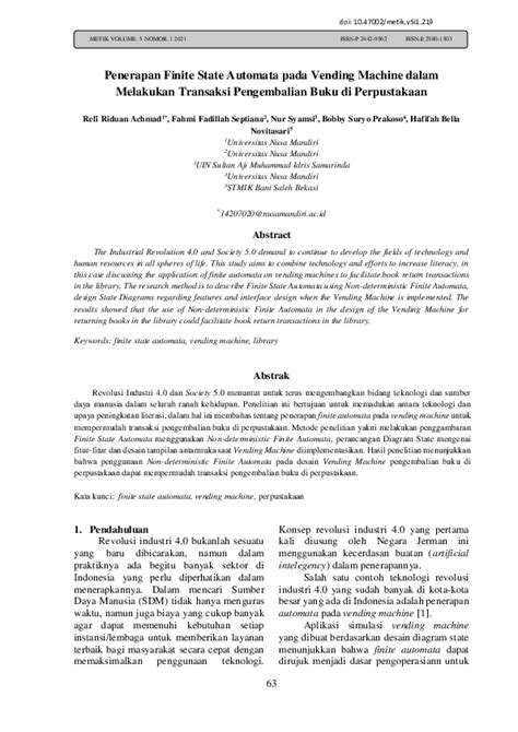 Pdf Penerapan Finite State Automata Pada Vending Machine Dalam Melakukan Transaksi