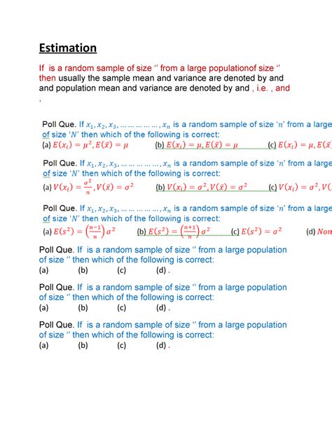 lecture notes unit5 hvu estimation if is a random sample of size