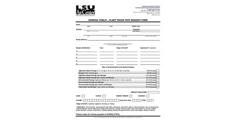 Plant Tissue Test Request Form