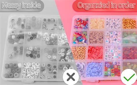 Iooleem 28 Grids Plastic Bead Organizer Box Organizer