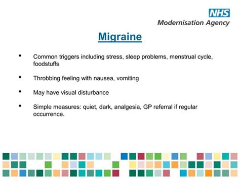 Assessment And Management Of Headache Nhs Modernisation Agency Ppt