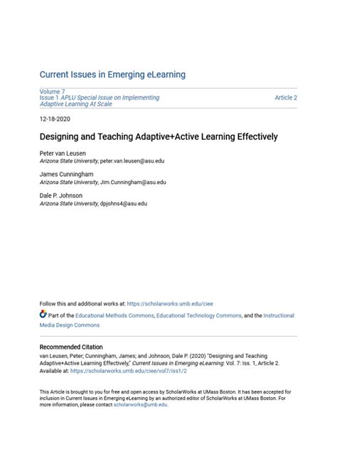 Designing And Teaching Adaptiveactive Learning Effectively Pdf