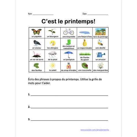 Vocabulaire Du Printemps