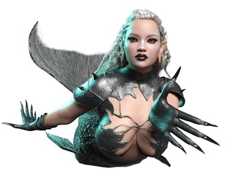 3d Rendered Dark Gothic Mermaid With An Armor And A Dark Tail Stock