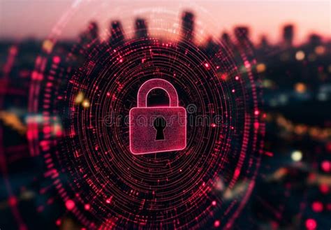 Digital Security Symbol On City Background Representing Cybersecurity And Protection Vibrant