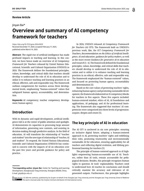 Pdf Overview And Summary Of Ai Competency Framework For Teachers