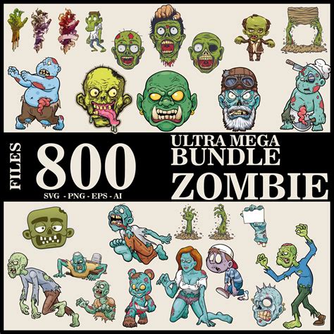 800 Files Zombie Svg Bundle Zombies Svg Zombie Theme Svg Zombie Png