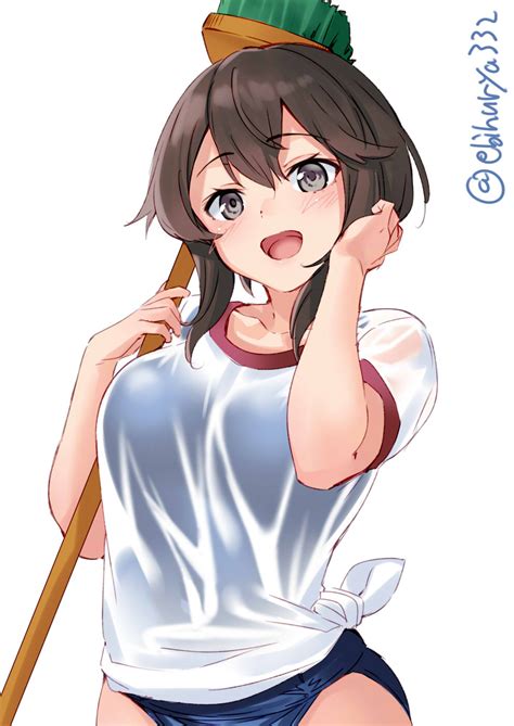 Safebooru 1girl Artist Name Blue Swimsuit Blush Breasts Brown Eyes