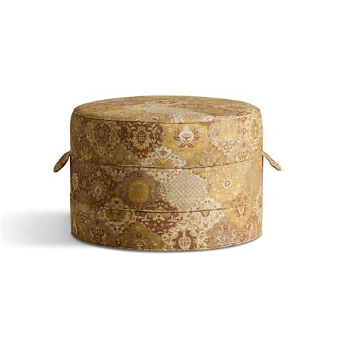 Caspar Linen Medium Round Hassock Ginger House Of Hackney