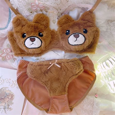 Kawaii Fuzzy Teddy Bear Bra And Panty Lingerie Set Ddlg Playground