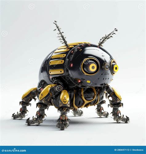Flying Insect Robot 3d Render With Playful Character Design Stock Illustration Illustration Of
