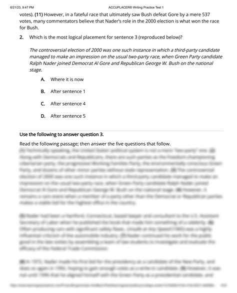 Solution Accuplacer Writing Practice Test 1 Studypool Solution Accuplacer Writing Practice Test 1 Studypool