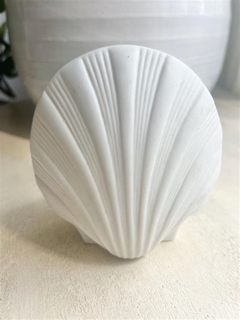 Vintage White Shell Vase Clam Shell Coastal Vase Pocket Vase