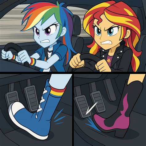 Rainbow Dash And Sunset Shimmer Racing Each Other By Looka182 On Deviantart