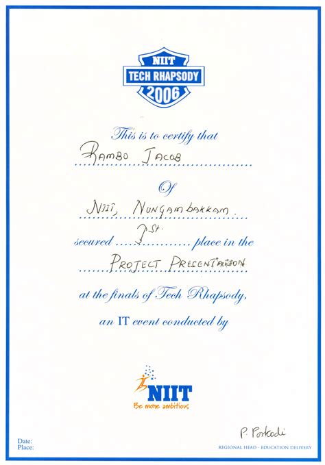 Niit Project Presentation Winning Cert Pdf Free Download