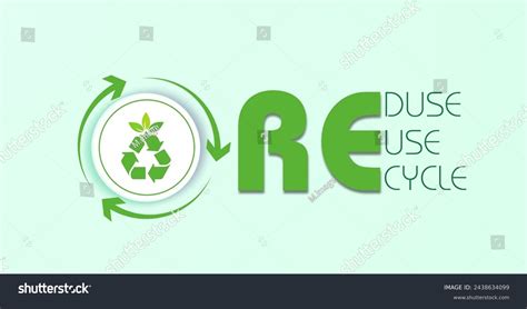Reduce Reuse Recycle Icon Typographycircular Economy Stock Vector