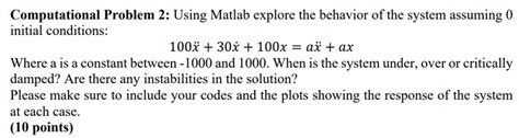 Solved Computational Problem Using Matlab Explore The Chegg