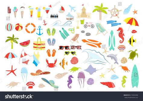 Summer Stuff Set Isolated Items On Stock Vector Royalty Free