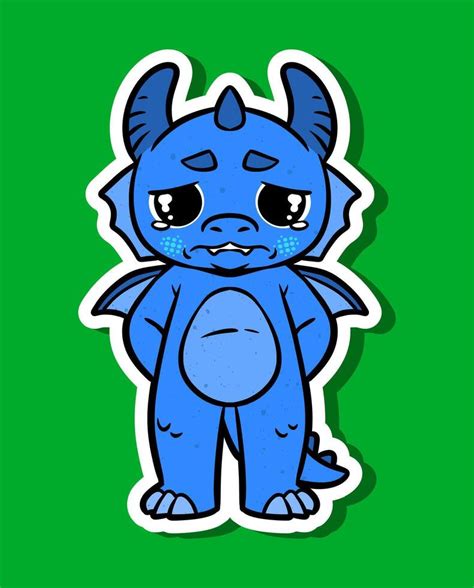 Cartoon Character Of A Cute Blue Dragon Crying 63130513 Vector Art At