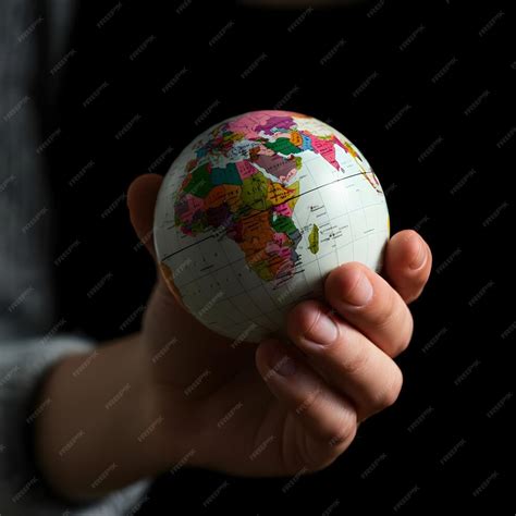 A Persons Hand Holding Small Globe Premium Ai Generated Image