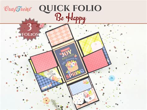 Craftreat Scrapbook Blank Quick Folio Be Happy Black Kraft And White