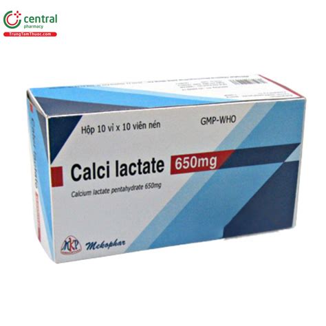Thuốc Calci Lactate 650mg Mekophar Bổ Sung Calci Giảm Chứng Loãng Xương