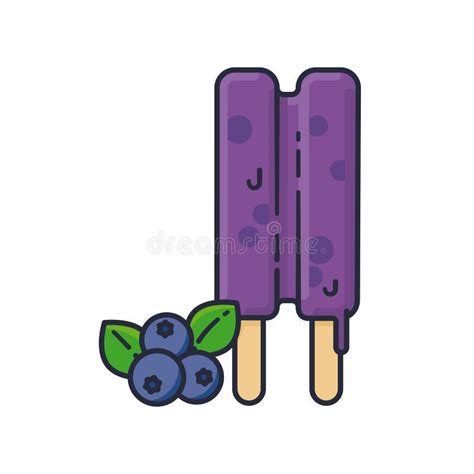 Blueberry Popsicle Isolated Vector Illustration Stock Vector Illustration Of Blueberry