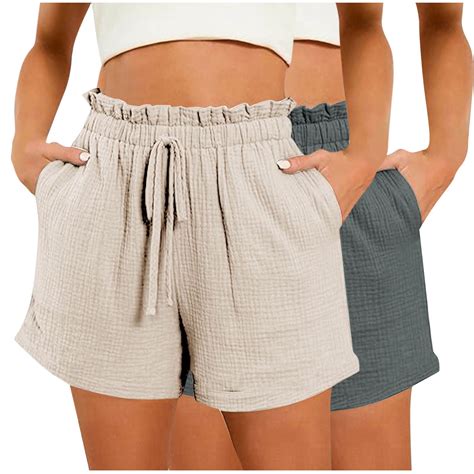 Annhoo 2pcs Womens Summer Casual Shorts Fashion High Waisted Beach