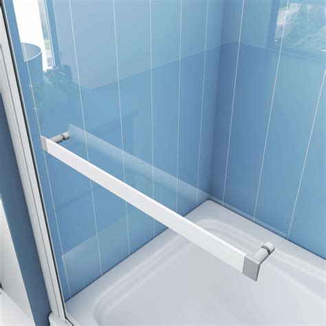 Single Radius Bath Screen With Towel Rail Size 1400 X 800 Mm