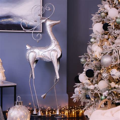 Frosted Spirit Decorative Large Metal Reindeer Home Bargains