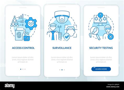Parts Of Physical Security Blue Onboarding Mobile App Screen Stock