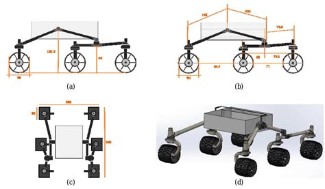 Dynamic Rocker Bogie Simulation Model Dimensions