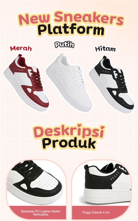 Jual Sepatu Dny Sepatu Sneakers Wanita Sepatu Hitam Putih Merah Perempuan Sneaker Cewek Kekinian