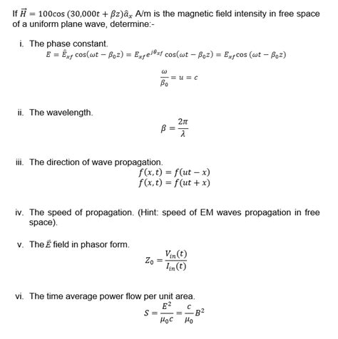 Solved If H=100cos(30,000t+βz)a^x A/m is the magnetic field | Chegg.com