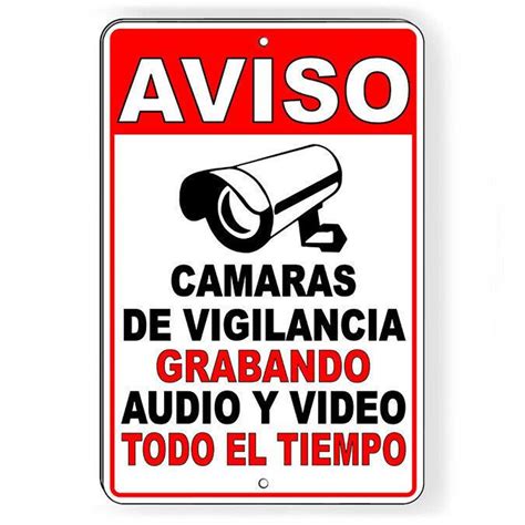 Spanish Aviso 24 Hour Audio Video Surveillance Camera Metal Sign Etsy
