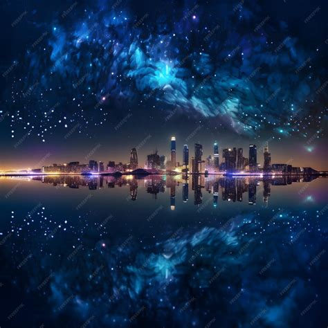 Premium Photo A City Skyline With The Night Sky In The Background