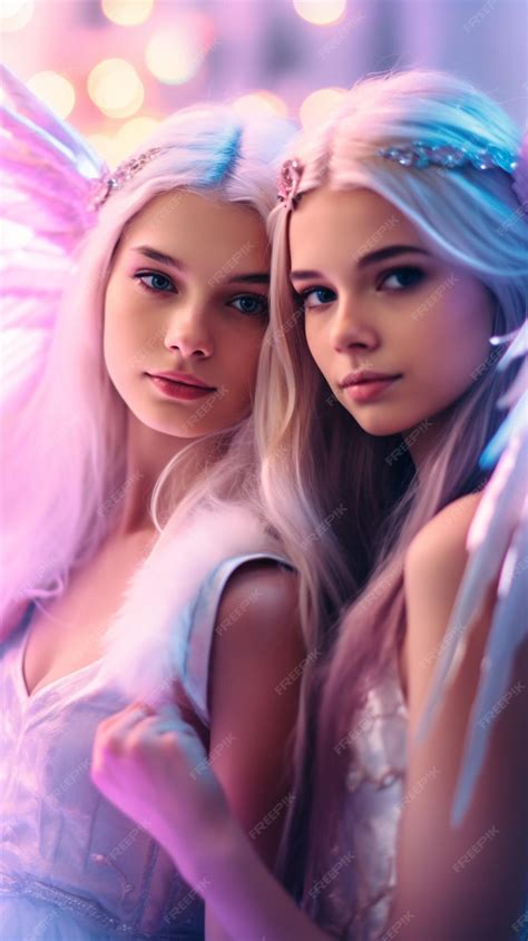 Premium Ai Image Fantasy Photograph Of Two Beautiful Young Elf Girls With Pointy Ears Long