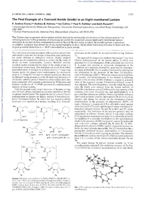 Pdf The First Example Of A Transoid Amide Imide In An Eight