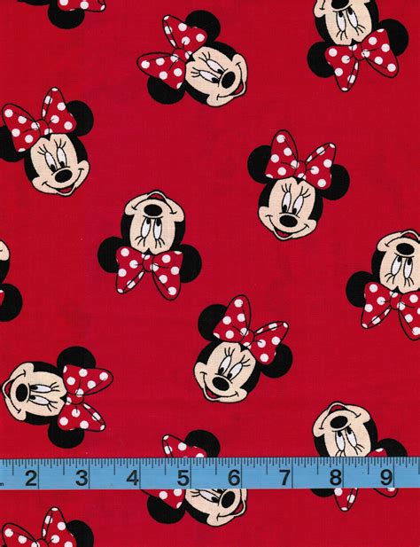 Disney Minnie Mouse Tossed Heads 100 Cotton Fabric By The Yard Quilt