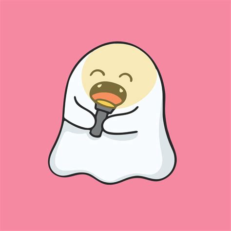 Halloween Ghost With Flashlight Sticker Cute Illustration 51782246