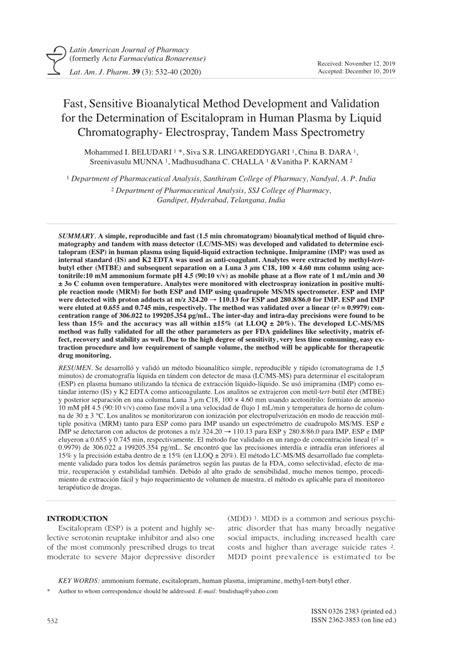 Pdf Fast Sensitive Bioanalytical Method Development And Validation For The Determination Of