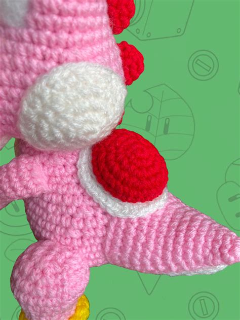 Yoshi Inspired Plush Fanart Plush Lucky Yoshi Pink And Red Yoshi Etsy