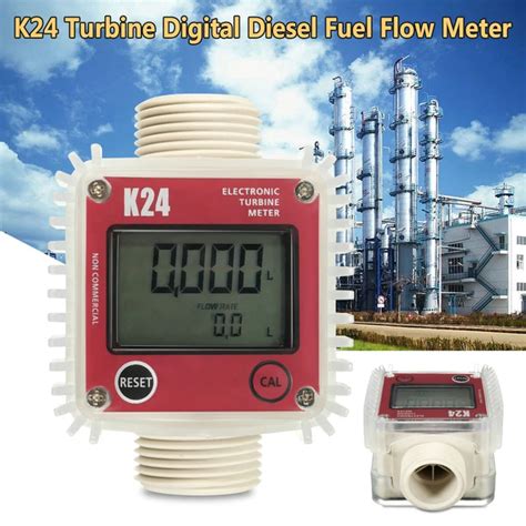 Pro K24 Turbine Digital Diesel Fuel Flow Meter For Chemicals Water 1