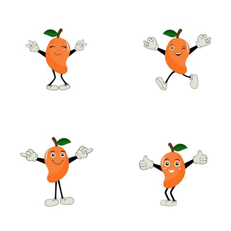 Mango Character Design Kawaii Mango Characters Vector Illustration Of Cute Cartoon Use Them As