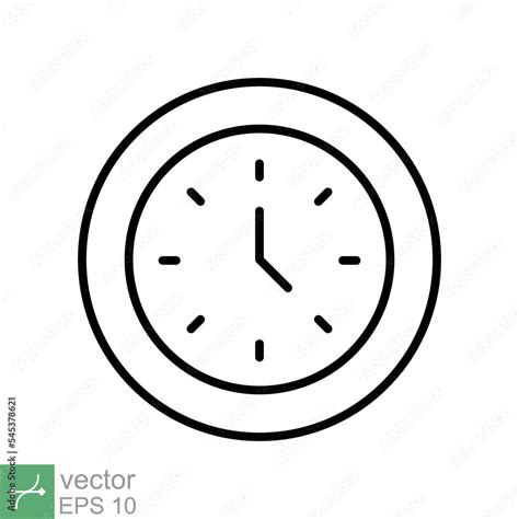 Circular Wall Clock Icon Simple Outline Style Clockwork Single