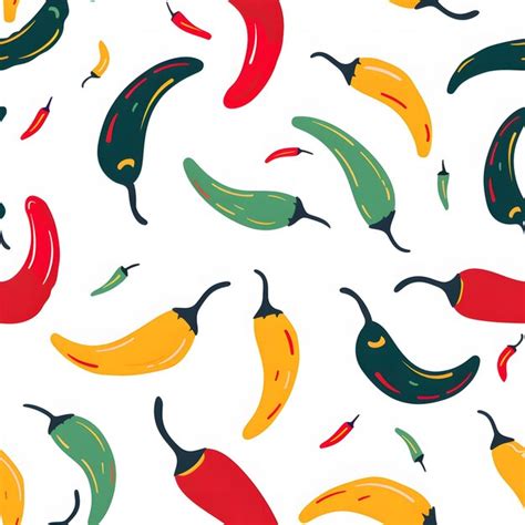 Chili Pepper Core Pattern White Background Premium Ai Generated Image