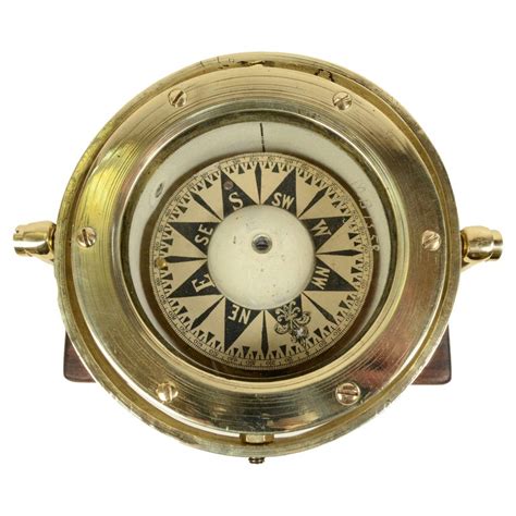 19th Century Brass Nautical Compass Antique Marine Navigation