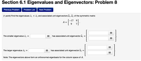 Solved Section 61 Eigenvalues And Eigenvectors Problem 8